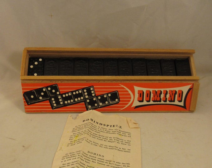 Vintage West German Black Domino Set Wooden Box-german Directions ...