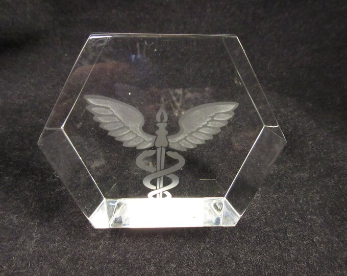 Baccarat Crystal Paperweight Caduceus Physician Medicine Medical Doctor ...