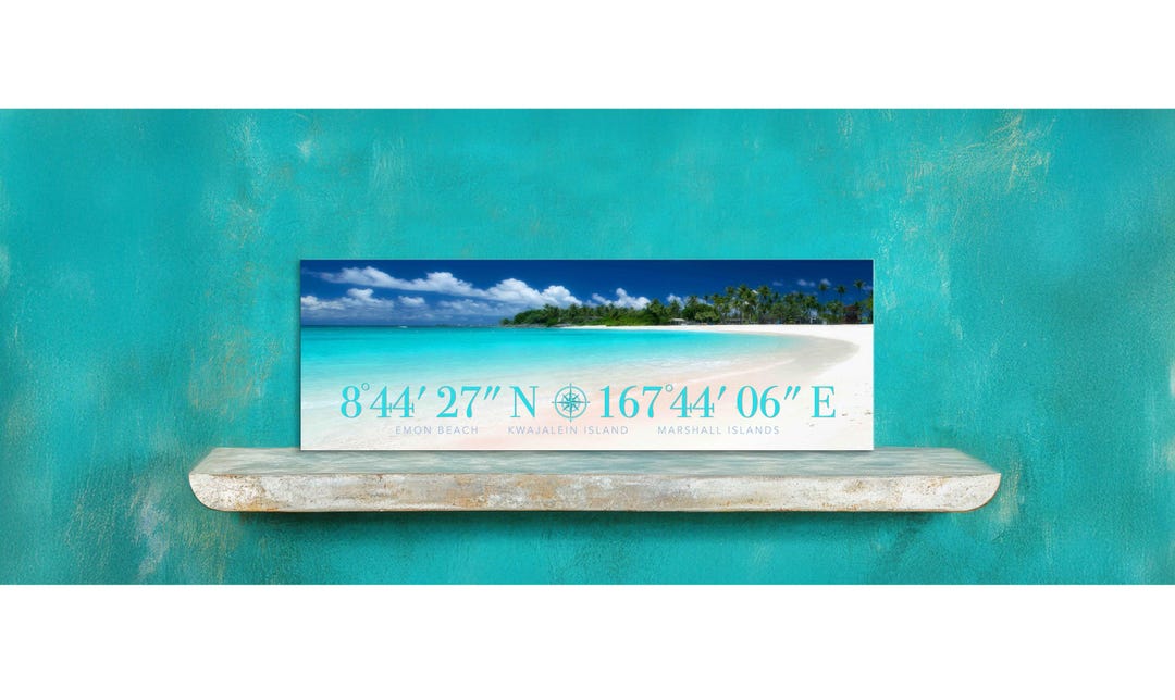 Emon Beach Panoramic Coordinate Print 8" X 24" Canvas - Etsy