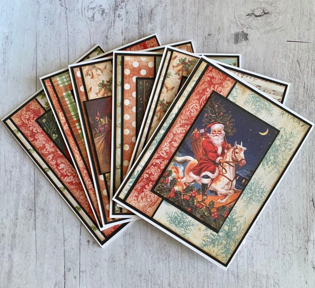 Set of Six Handmade Christmas Cards - Set of Blank Christmas Cards ...