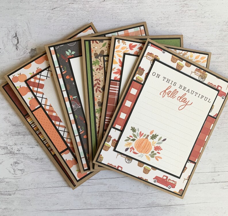 Set of 6 Fall Themed Notecards Fall Greeting Cards Blank | Etsy