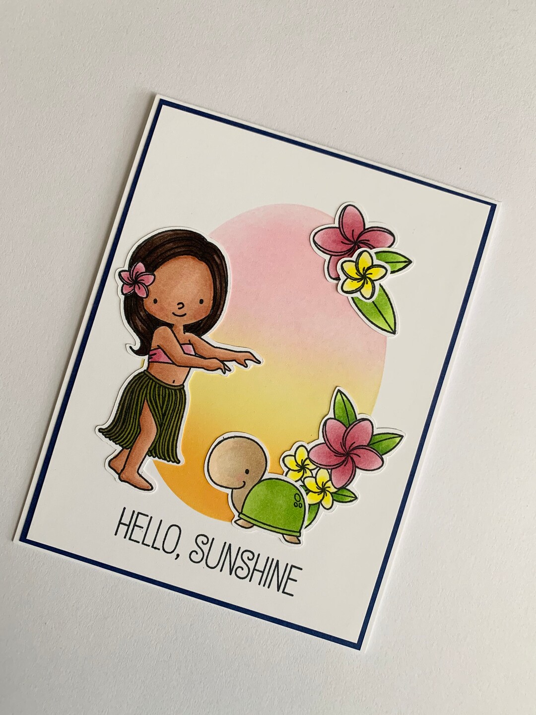 Handmade Hula Girl Greeting Card - Polynesian Card - Hello Sunshine ...