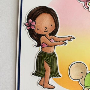 Handmade Hula Girl Greeting Card - Polynesian Card - Hello Sunshine ...