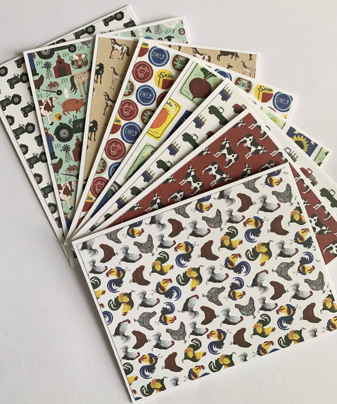 Set of 8 Farm Life Themed Notecards Down on the Farm Card Set Assorted ...