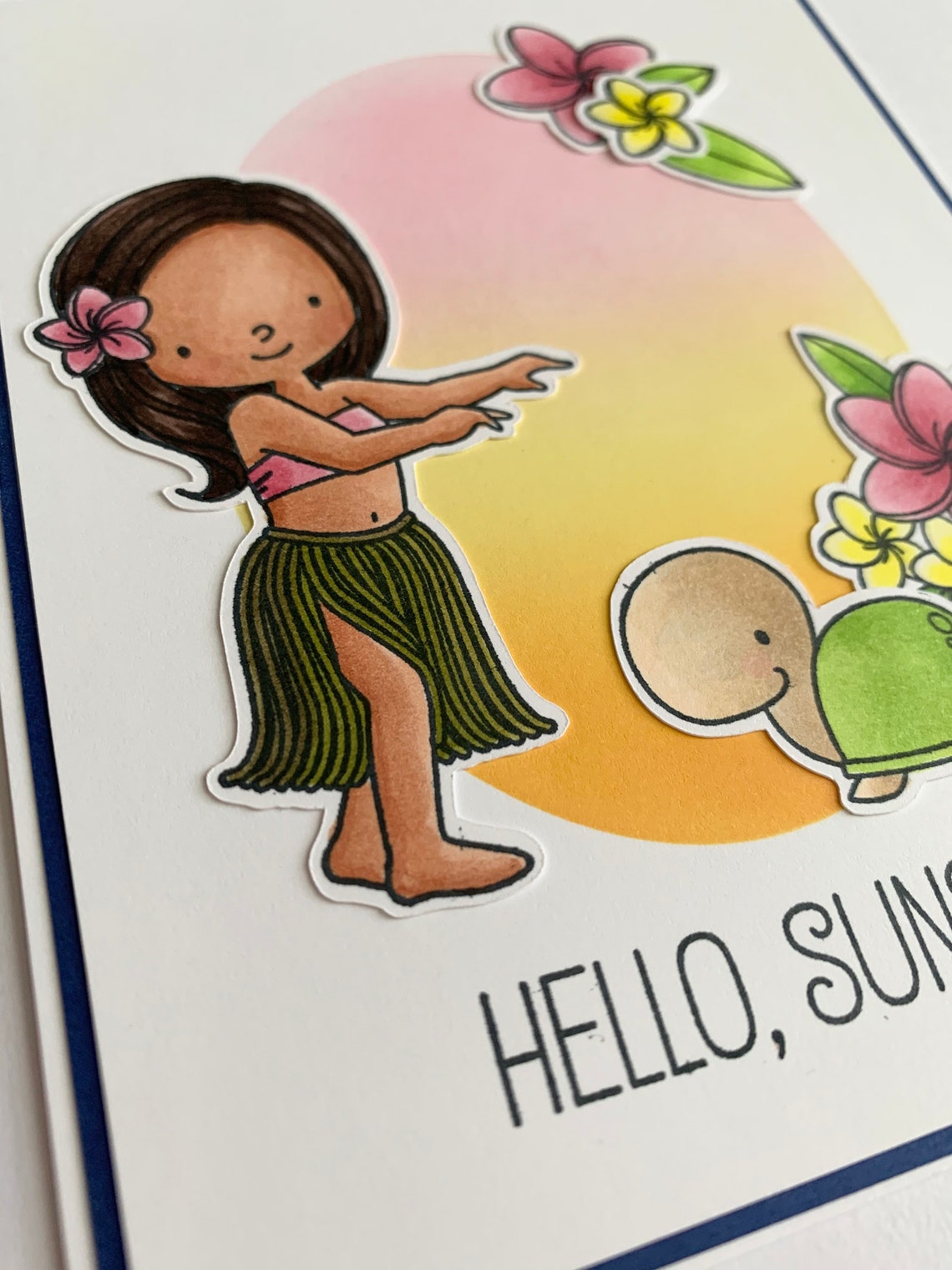 Handmade Hula Girl Greeting Card Polynesian Card Hello - Etsy
