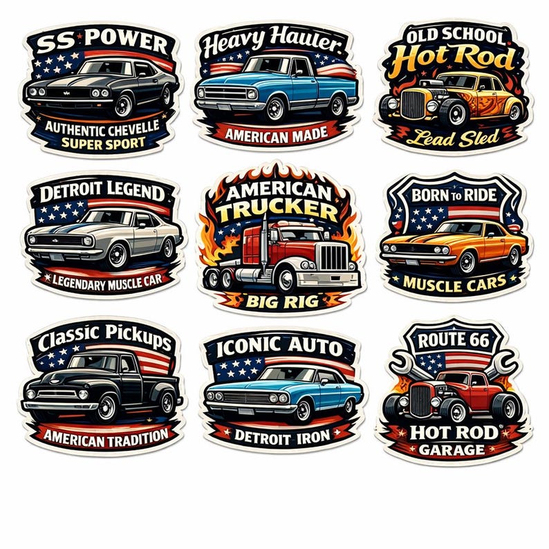 Retro Car Stickers: Muscle, Hot Rod, Truck, Road Culture Decals - Etsy