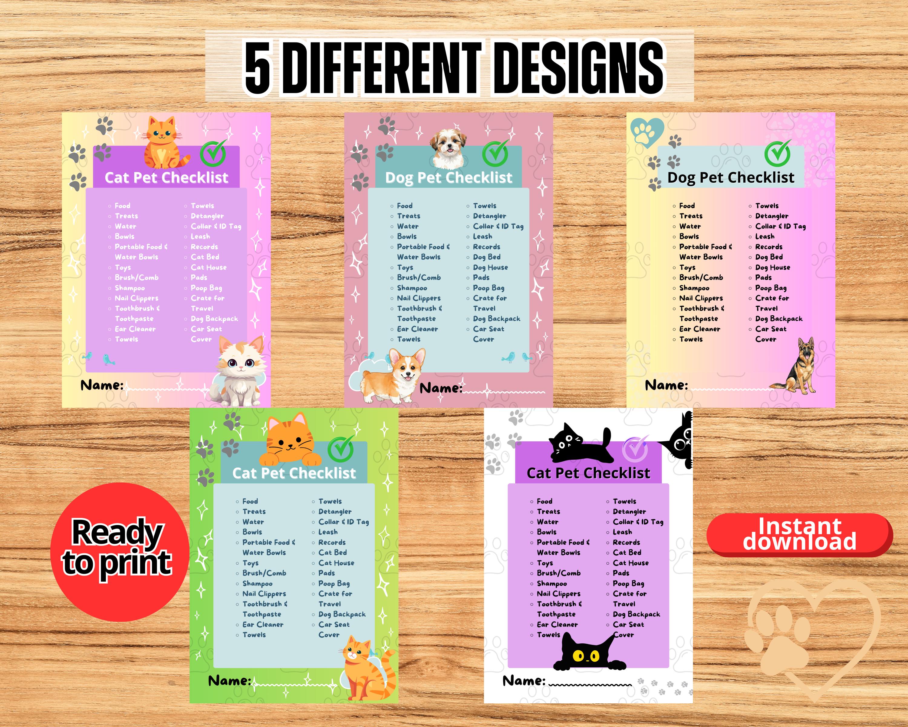 Editable Dog Pet Checklist Printable | Dog Care Task Checklist | Puppy ...
