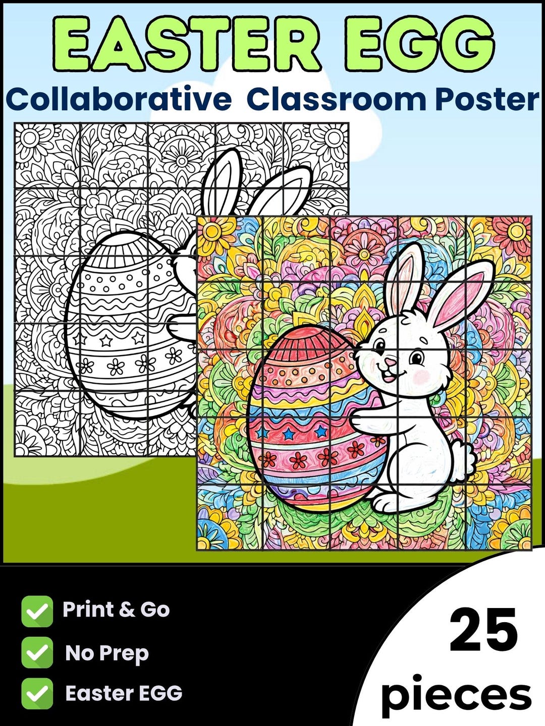 Easter Collaborative Poster Bunny Coloring Activity | Classroom ...