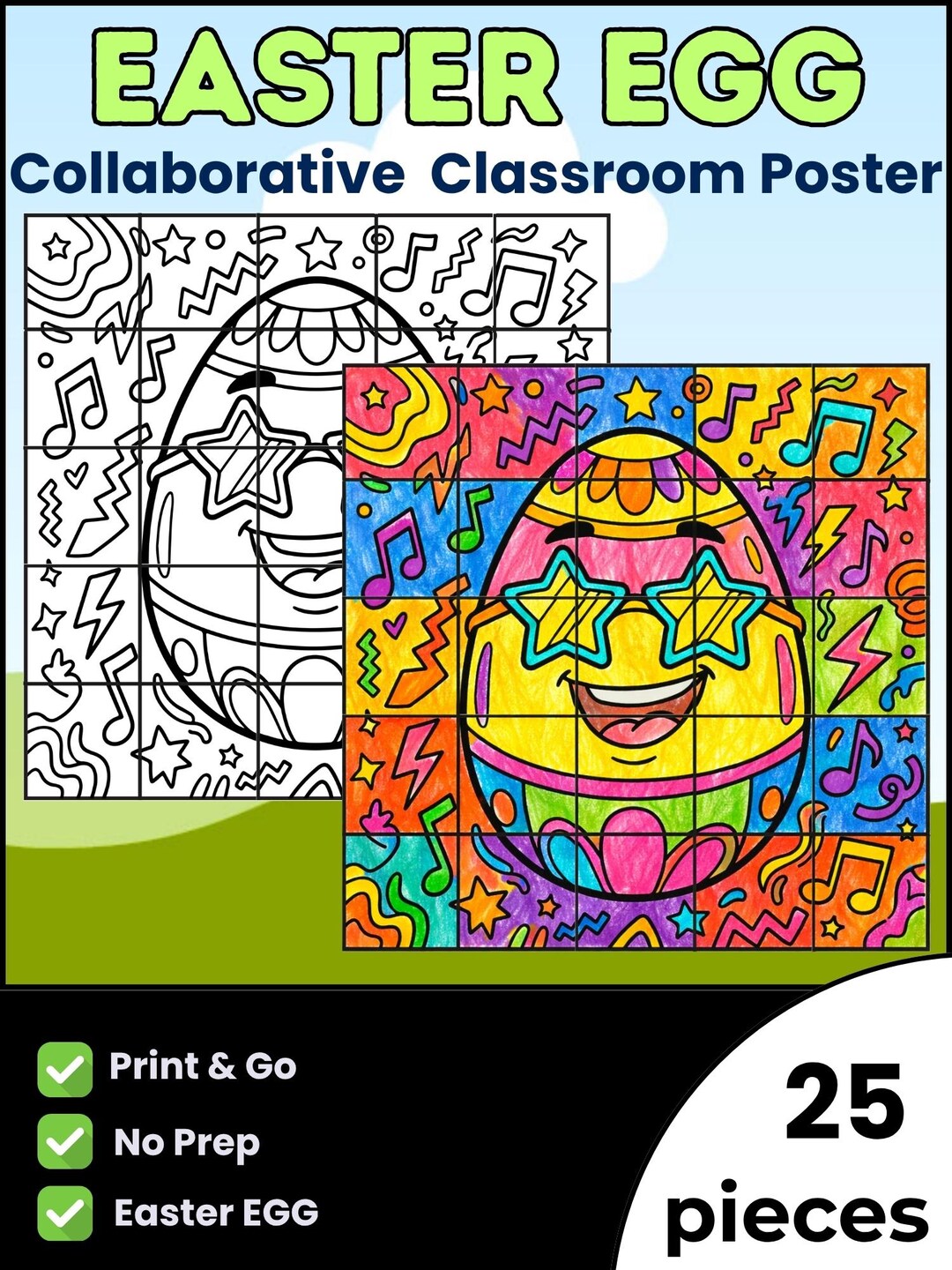 Easter Collaborative Poster Printable, Easter Egg Coloring Poster ...