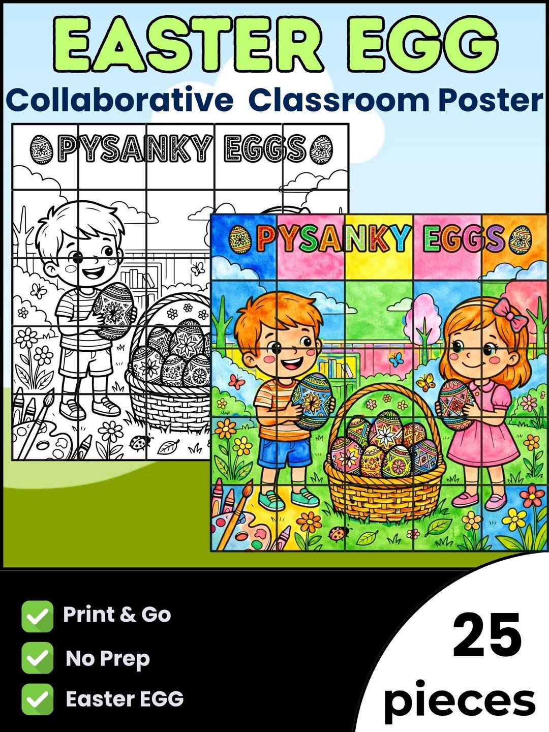 Easter Collaborative Poster Pysanky Eggs | Classroom Bulletin Board ...