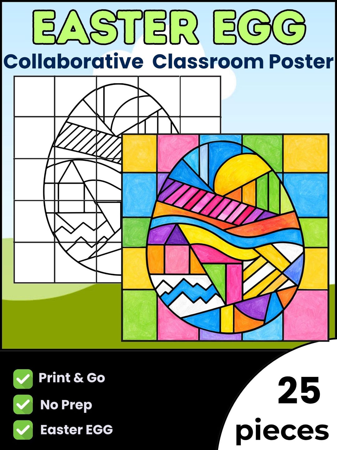 Easter Egg Collaborative Poster Printable, Classroom Art Activity ...
