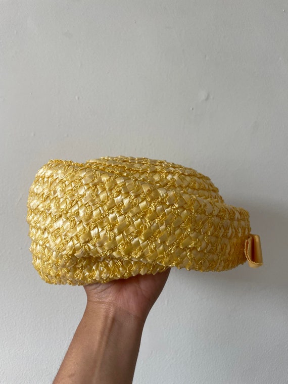 1960s Yellow Woven Straw Hat/ MOD Vintage Beach Summe… - Gem
