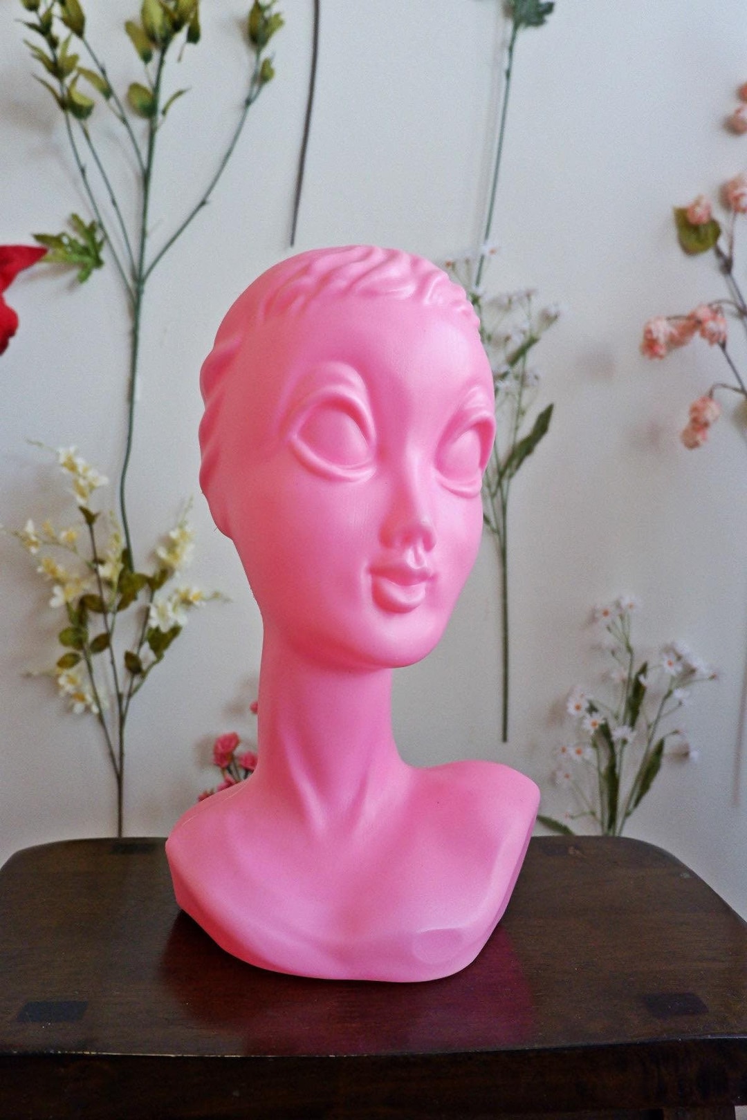 60s Twiggy Mannequin Hot Pink Display Head Bust/ Retro Rare Unique Wig ...