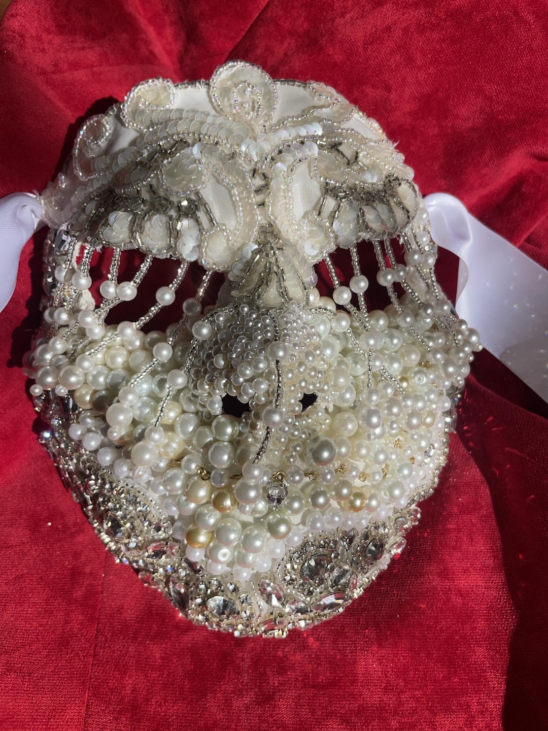 Pearl & Beaded Masquerade Mask/ Jeweled Luxury Rhinestone Couture Mask ...