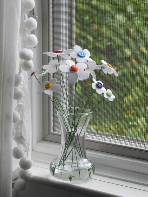 Items similar to Colorful button and cloth flower bouquet on Etsy