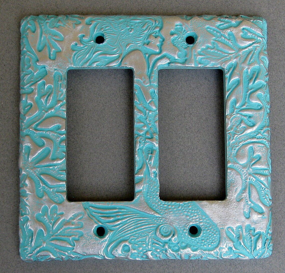 Mermaid Coral Life Double Rocker Switchplate Lightplate Wall - Etsy