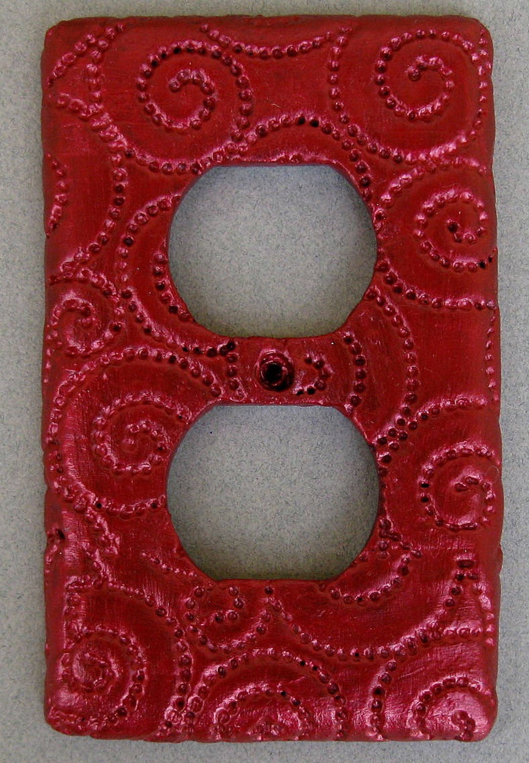 Red Metallic Circle Whimsical Swirl Outlet Socket Plug Decorative ...