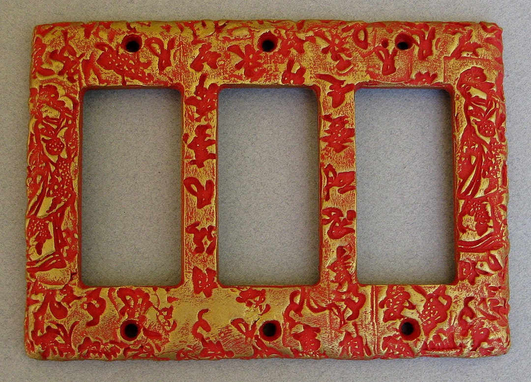 Asian Design Triple Rocker Decorative Switchplate Lightplate Wallplate ...