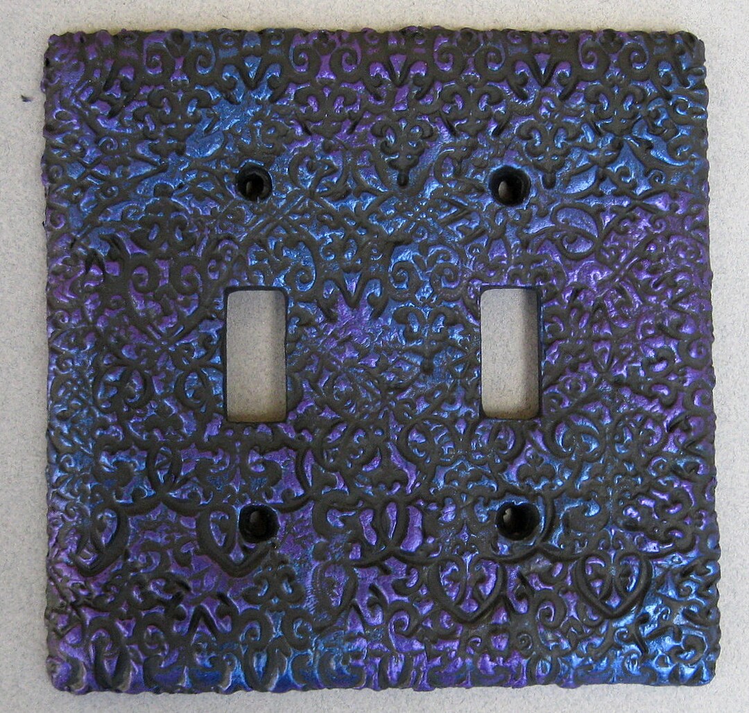 Indigo and Purple Color Scroll Double Toggle Switchplate - Etsy
