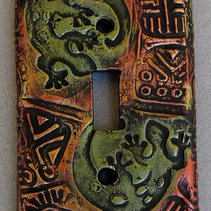 Gecko Lizards Reptile Handmade Single Toggle Switchplate Lightplate ...