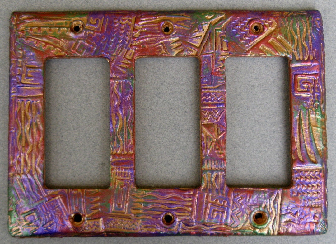 Aztec Multi Color Triple Rocker Design Switchplate Lightplate - Etsy