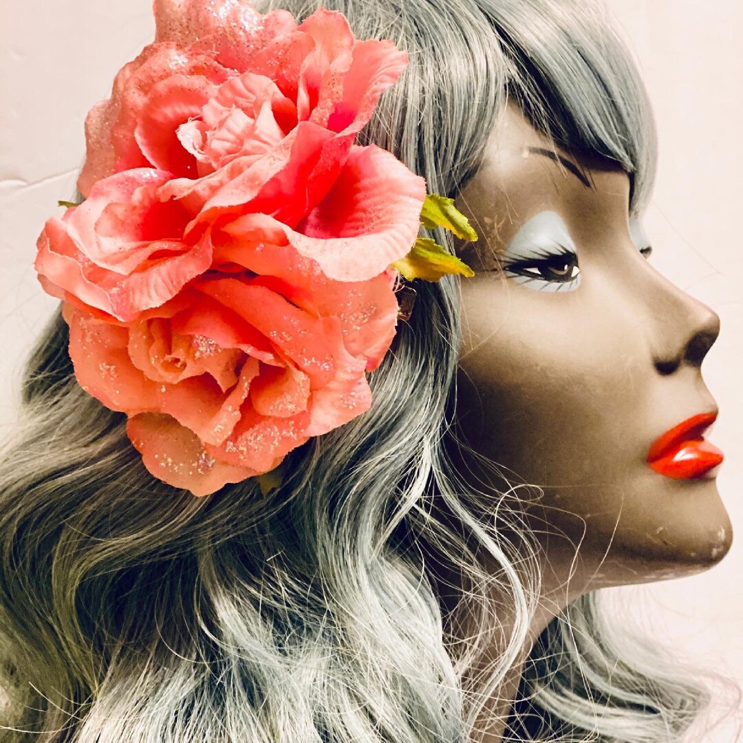 Pink Rose Pinup Hair Flower, Viva Las Vegas, Rockabilly, Pool Party ...