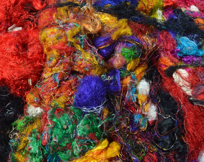 Sari Silk Waste Thread Multicolored Fiber for Spinning Felting Art Yarn ...