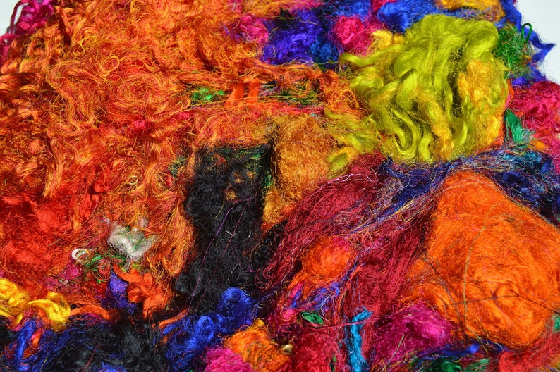 Sari silk waste thread multicolored fiber for spinning | Etsy