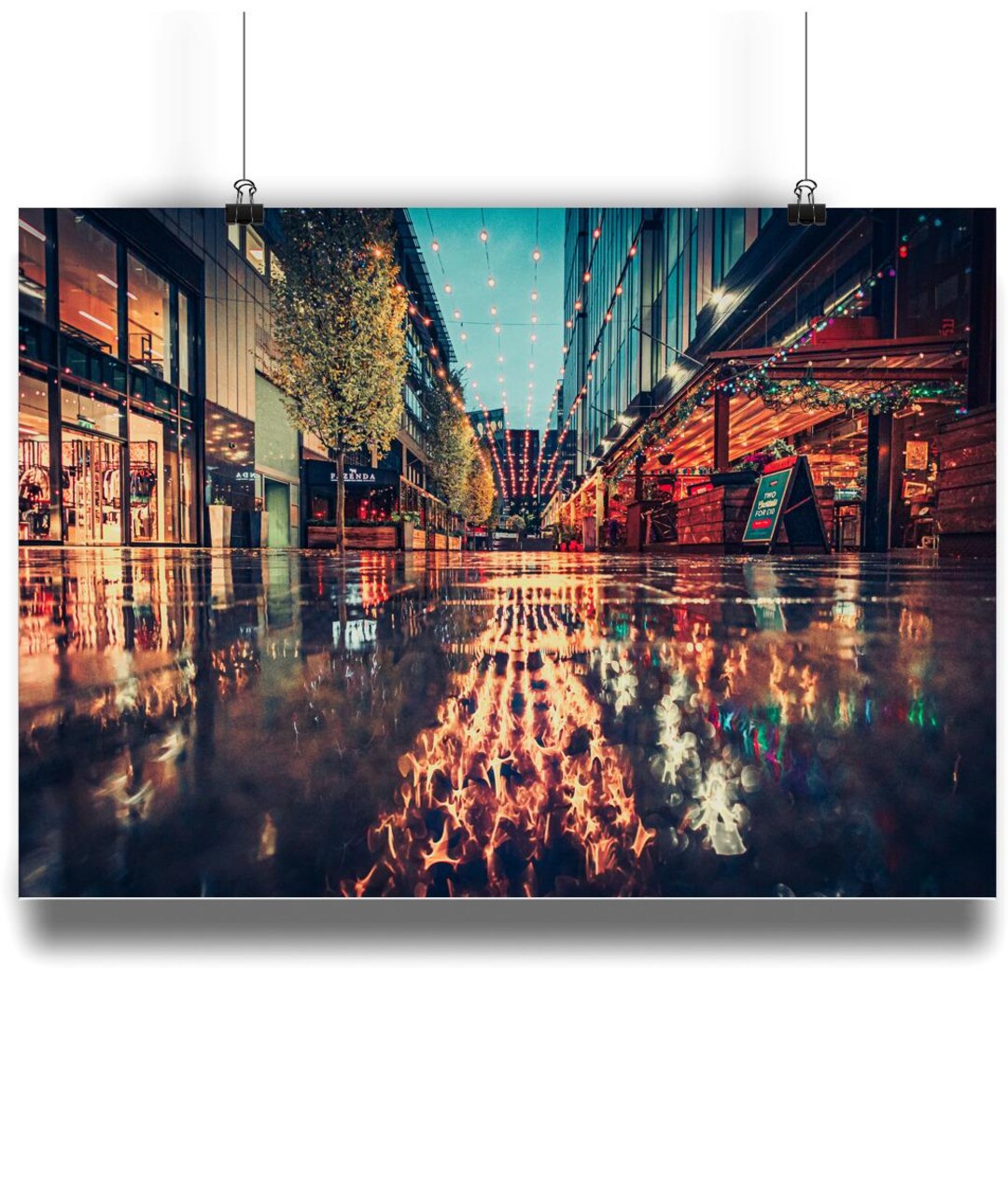 Manchester Spinningfields Rain Print, Moody Street Photography, Urban ...