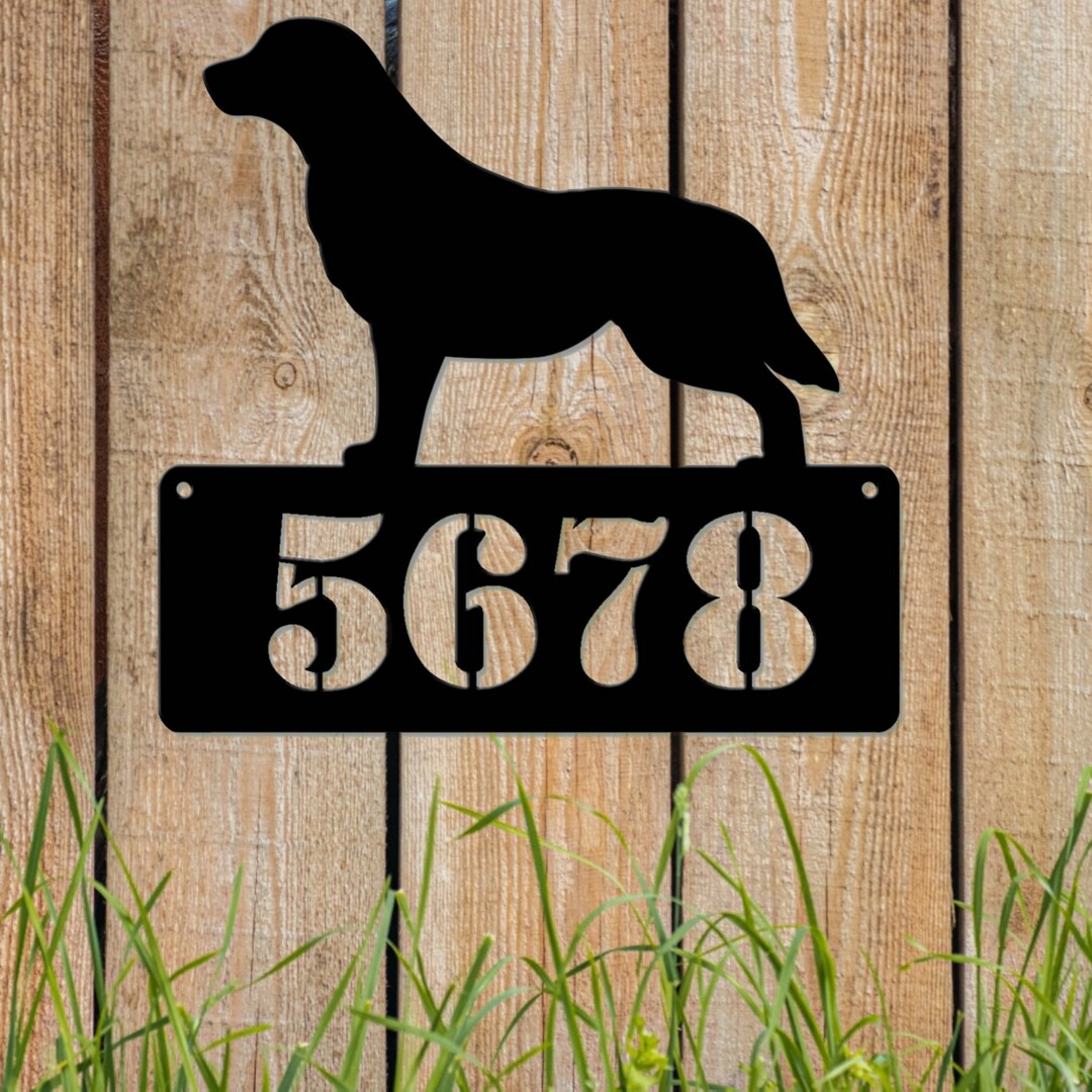 Golden Retriever Dog Breed Custom Address Street House Number Sign ...