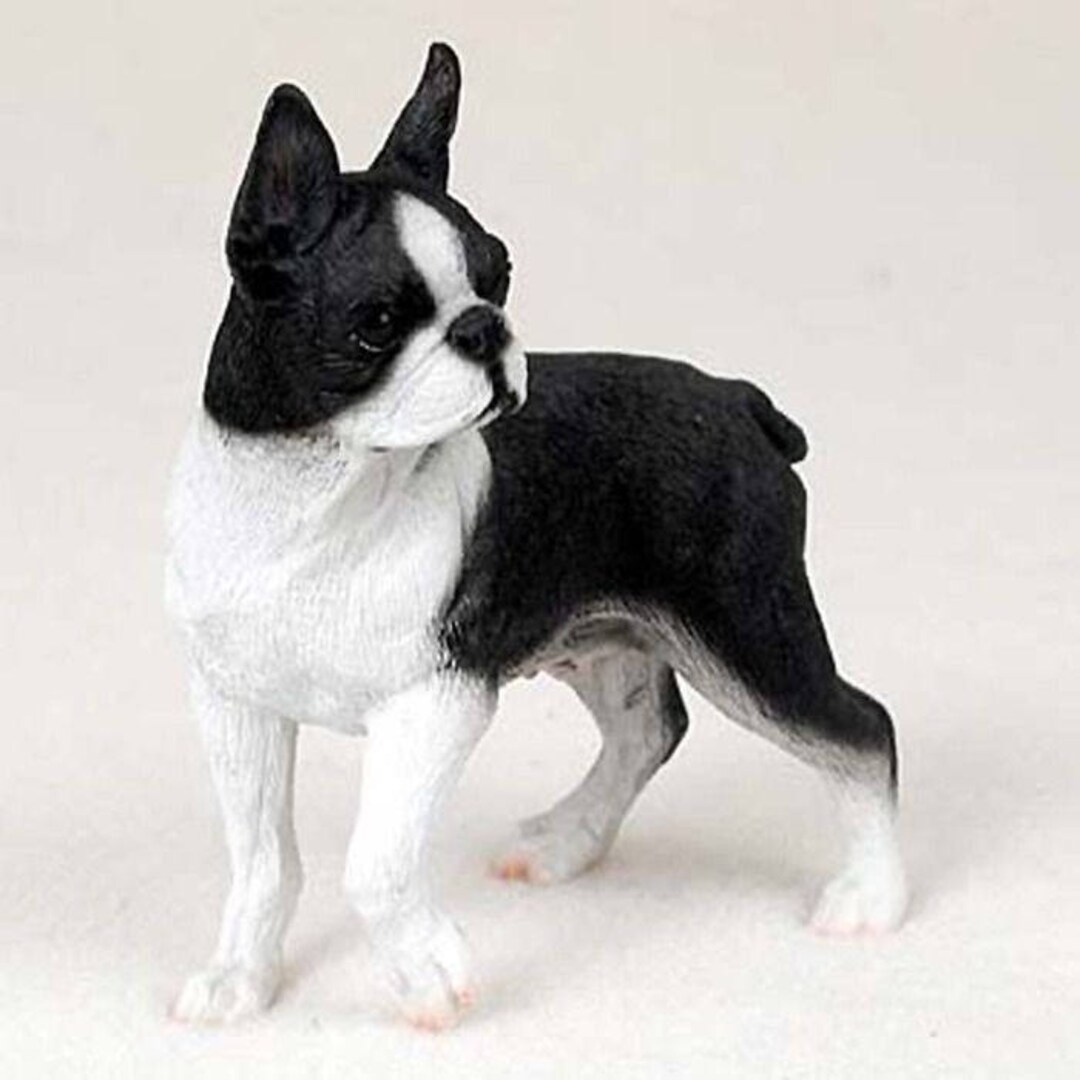 Custom Painted Boston Terrier Dog Figurine INCLUDES FREE GIFT Swarovski ...