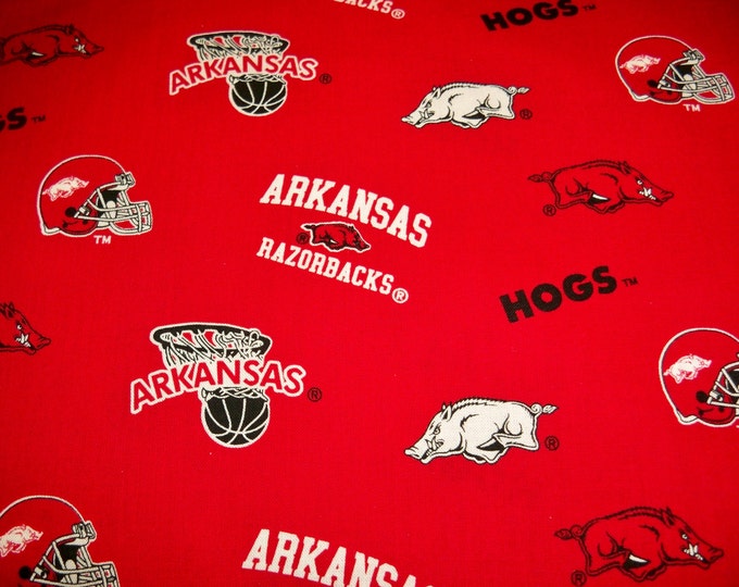 Full Yard - Arkansas Razorback Red and Black Fabric by the Yard - One ...