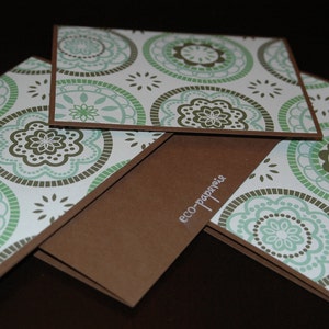 Retro Handmade Cards, Brown and Green Cards, Modern Stationery, Funky ...