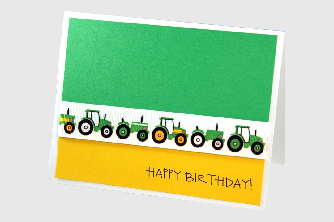 Boy Birthday Card, Tractor Birthday Card, Green and Yellow Tractor ...