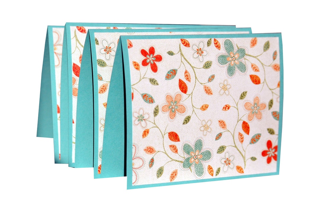 Note Cards, Boxed Note Cards, Floral Notecards, Aqua and Coral, Floral ...