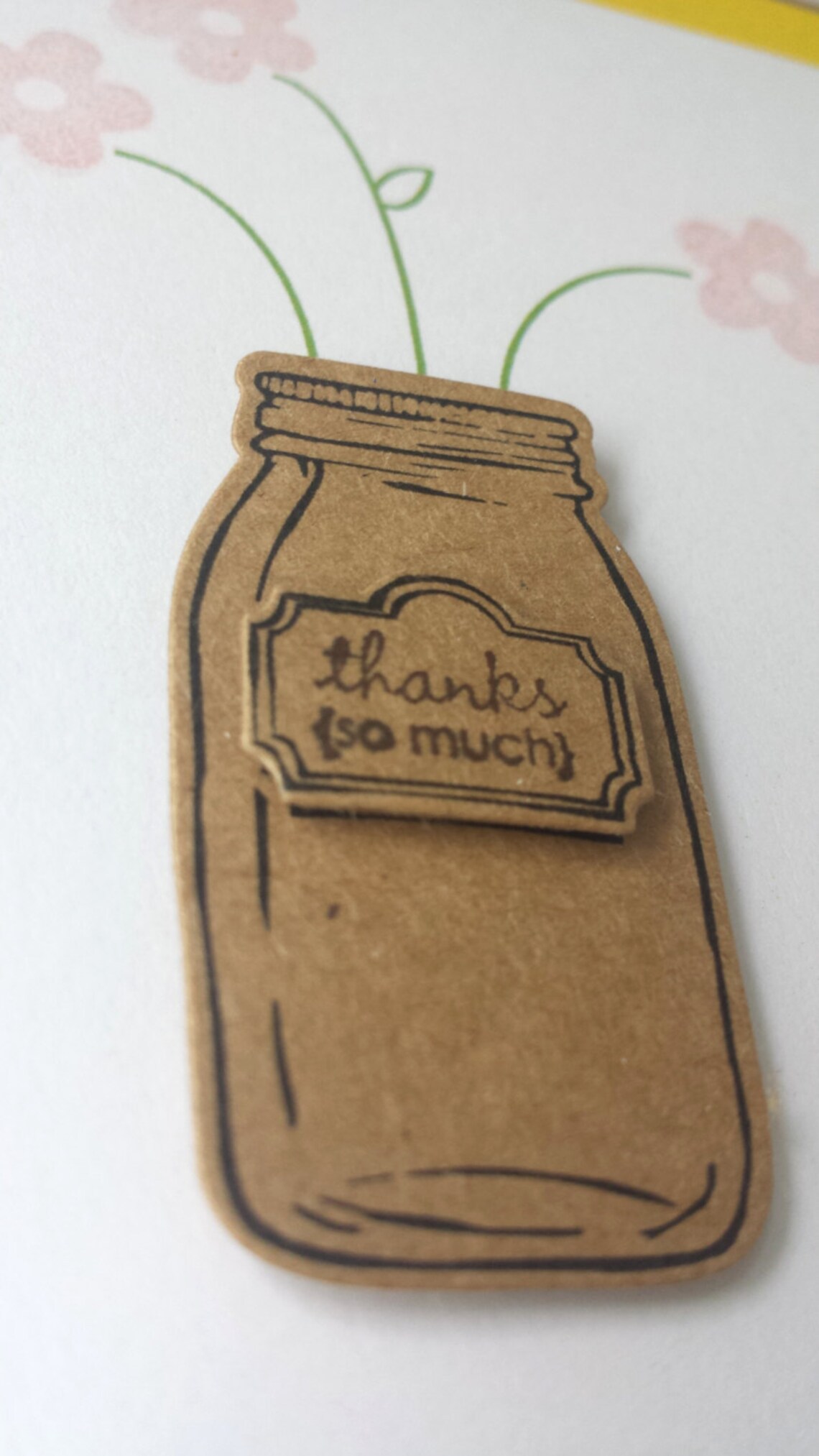Hand Stamped Flowers in Mason Jar Thank You Cards, Simple Thank You ...
