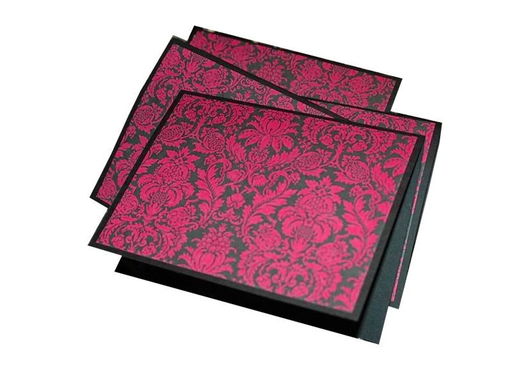 Stationery, Blank Note Cards, Hot Pink and Black Note Cards - Etsy