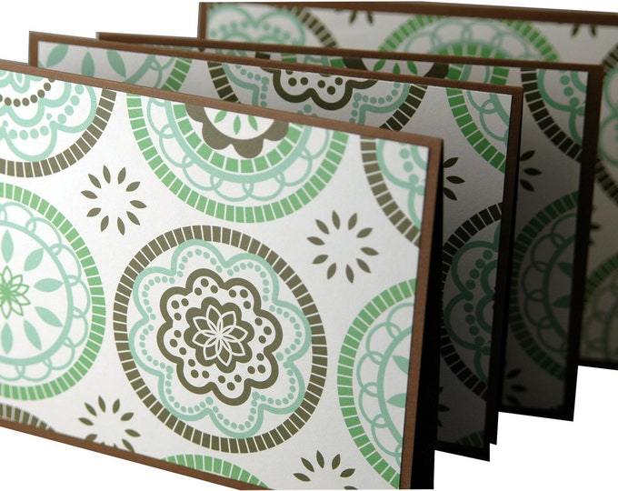 Retro Handmade Cards, Brown and Green Cards, Modern Stationery, Funky ...