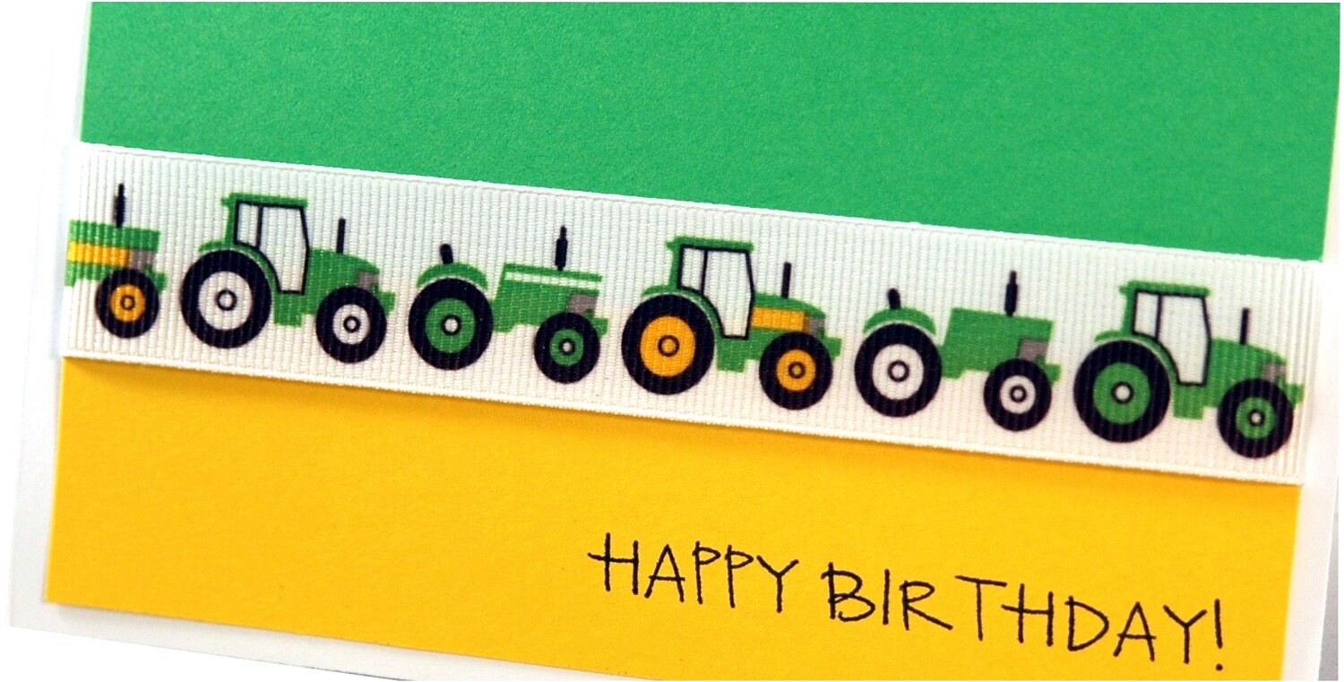Boy Birthday Card, Tractor Birthday Card, Green and Yellow Tractor ...