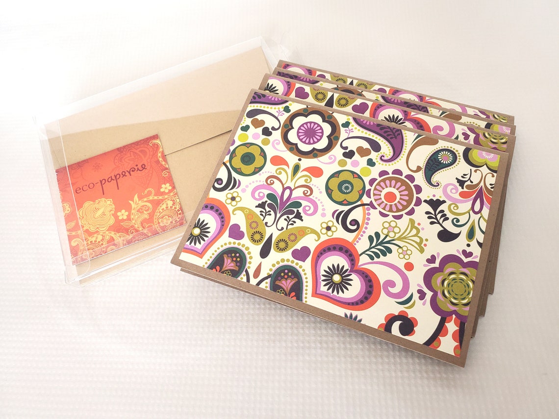 Blank Note Card Set, Retro Note Card Set, Folded Cards, Thank You ...