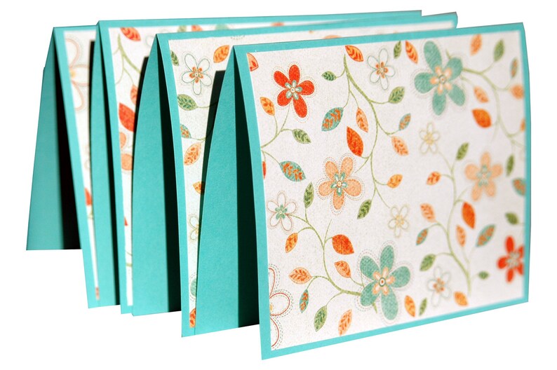 Note Cards, Boxed Note Cards, Floral Notecards, Aqua and Coral, Floral ...