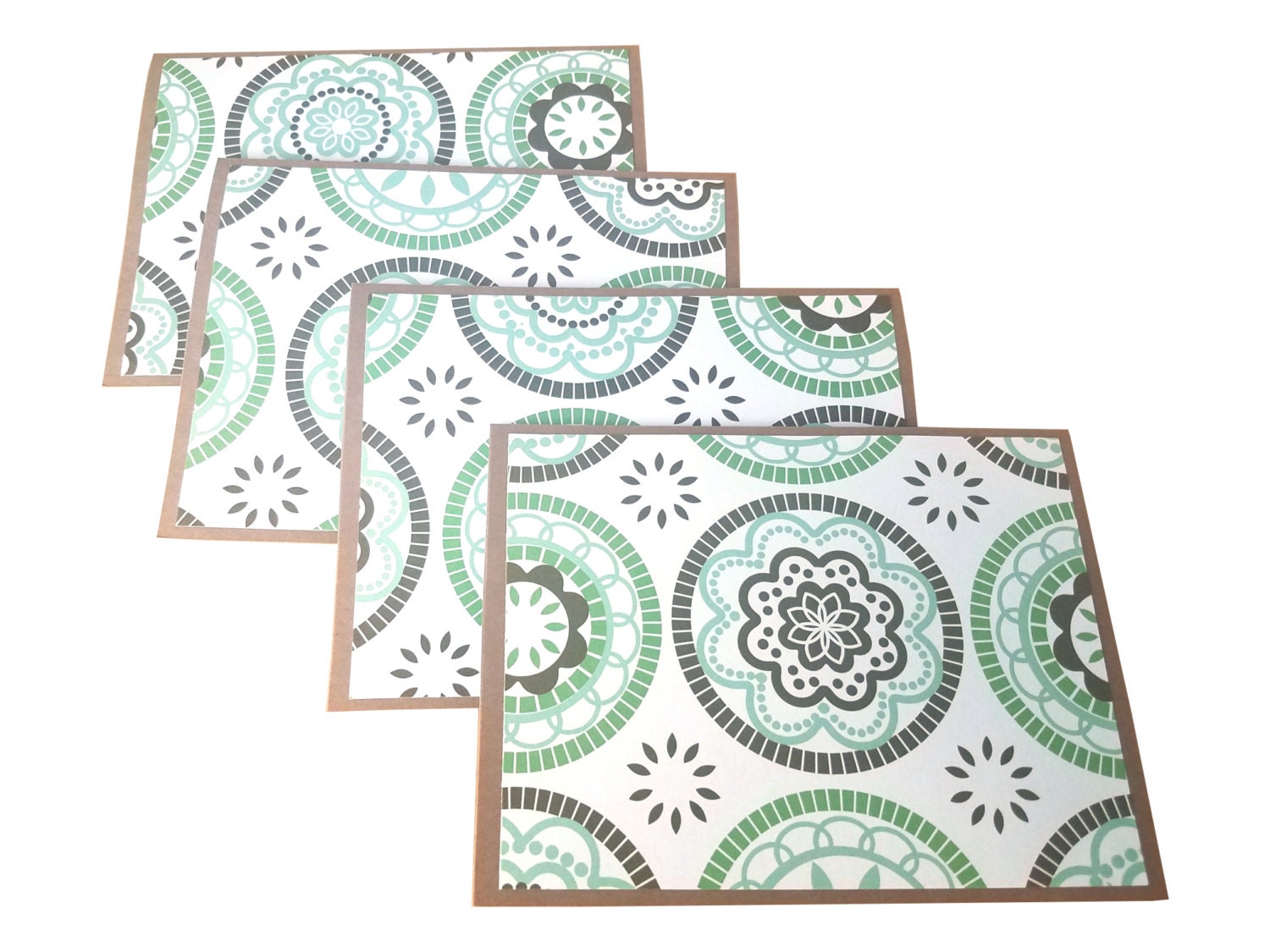 Retro Handmade Cards, Brown and Green Cards, Modern Stationery, Funky ...