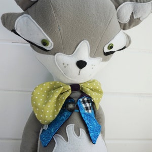 Gray Fox Plush Handmade Stuffed Animal with Classy Vest and | Etsy