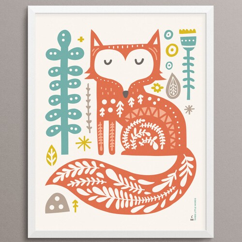 FOX Folk Art Print 8x10 Limited Edition - Etsy
