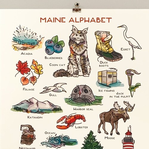 MAINE Alphabet Print 11x17 | Etsy