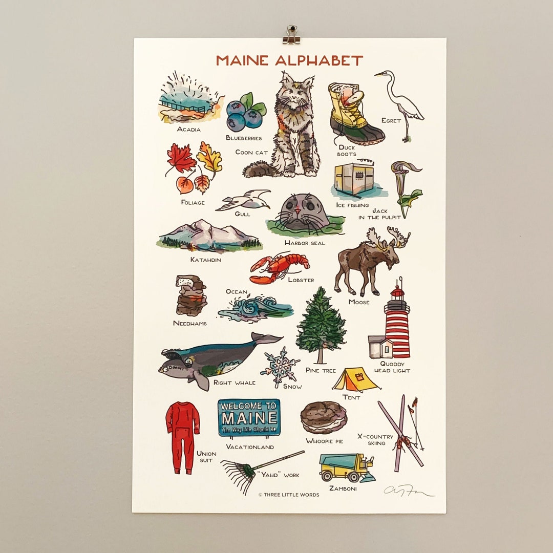 MAINE Alphabet Print - 11x17" - Etsy