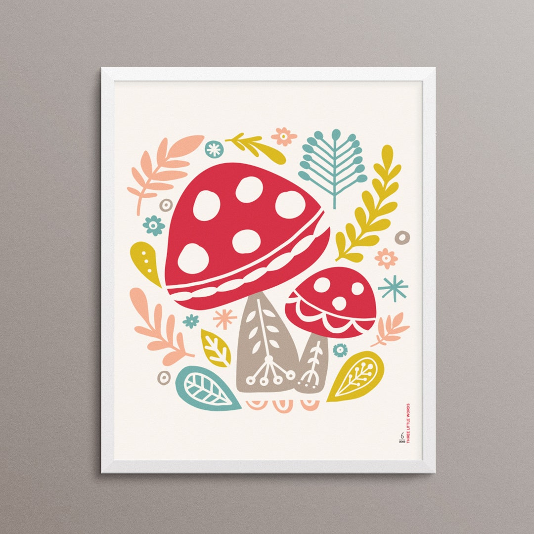 TOADSTOOL Folk Art Print - 8x10" - Limited Edition - Etsy
