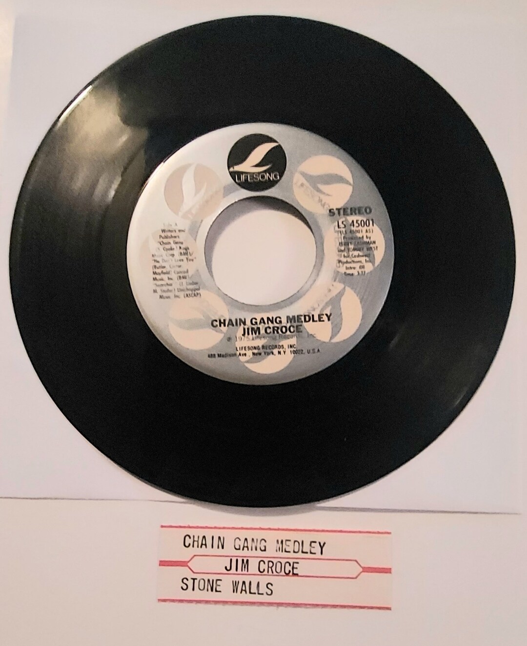 1975 Jim Croce Stone Walls/chain Gang Medley 45 Rpm Record, Vintage ...