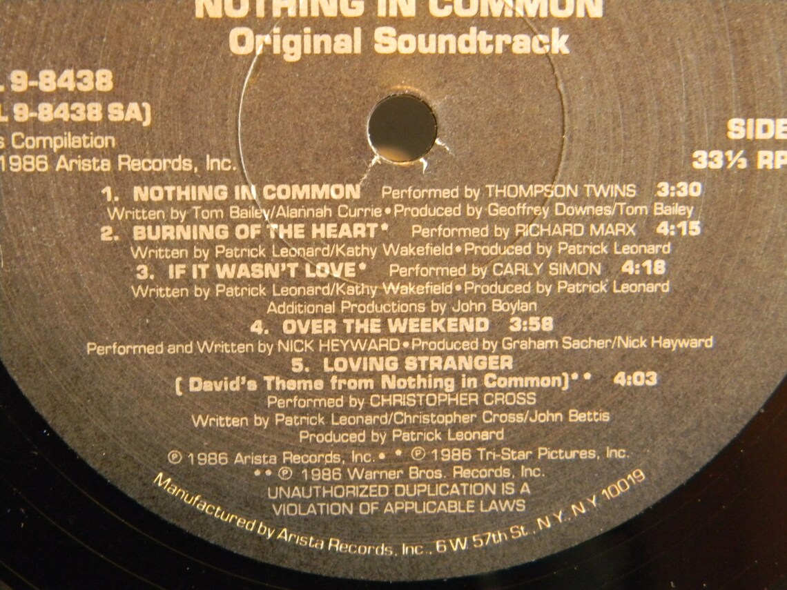 1986 Nothing in Common Soundtrack LP vintage album | Etsy
