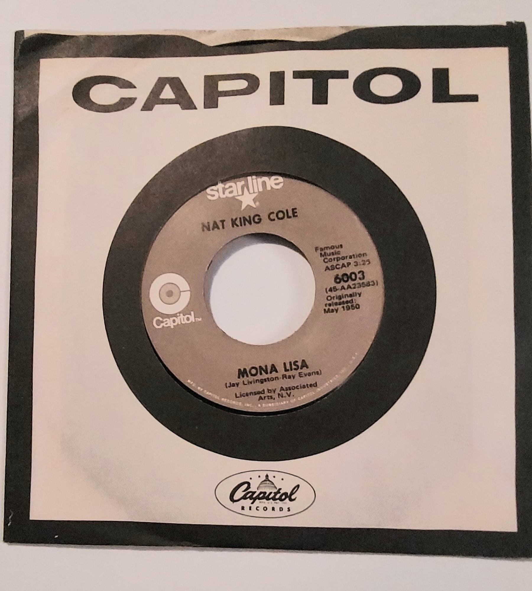 Nat King Cole, Mona Lisa/too Young 45 Record, Vintage Vinyl - Etsy